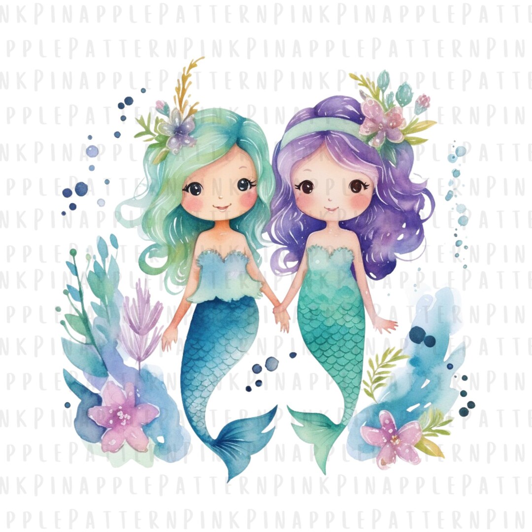 Watercolor Mermaid PNG, Digital Design, Space Design, Download ...