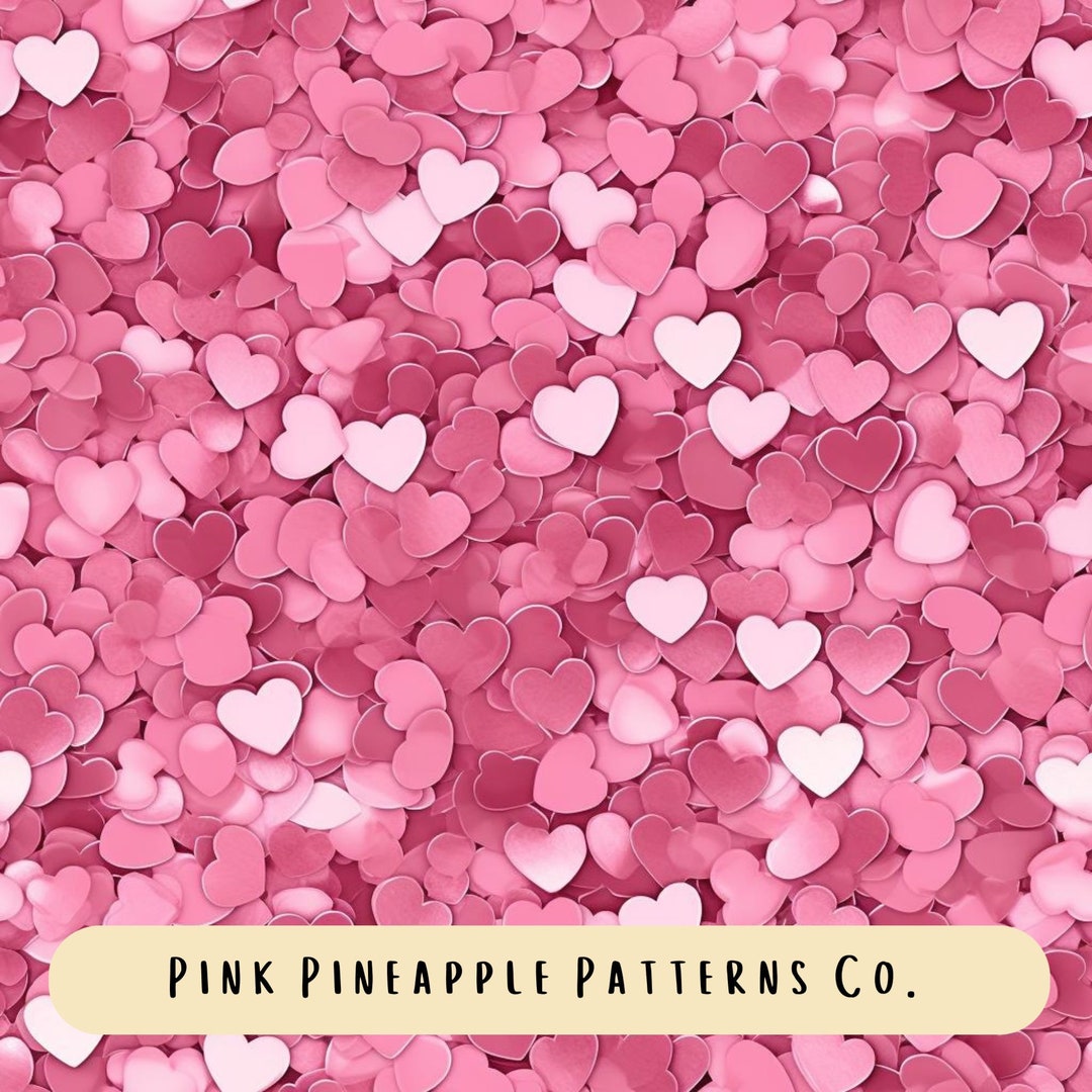 Pink Heart Glitter Seamless Pattern, Seamless Pink Confetti, Valentine ...