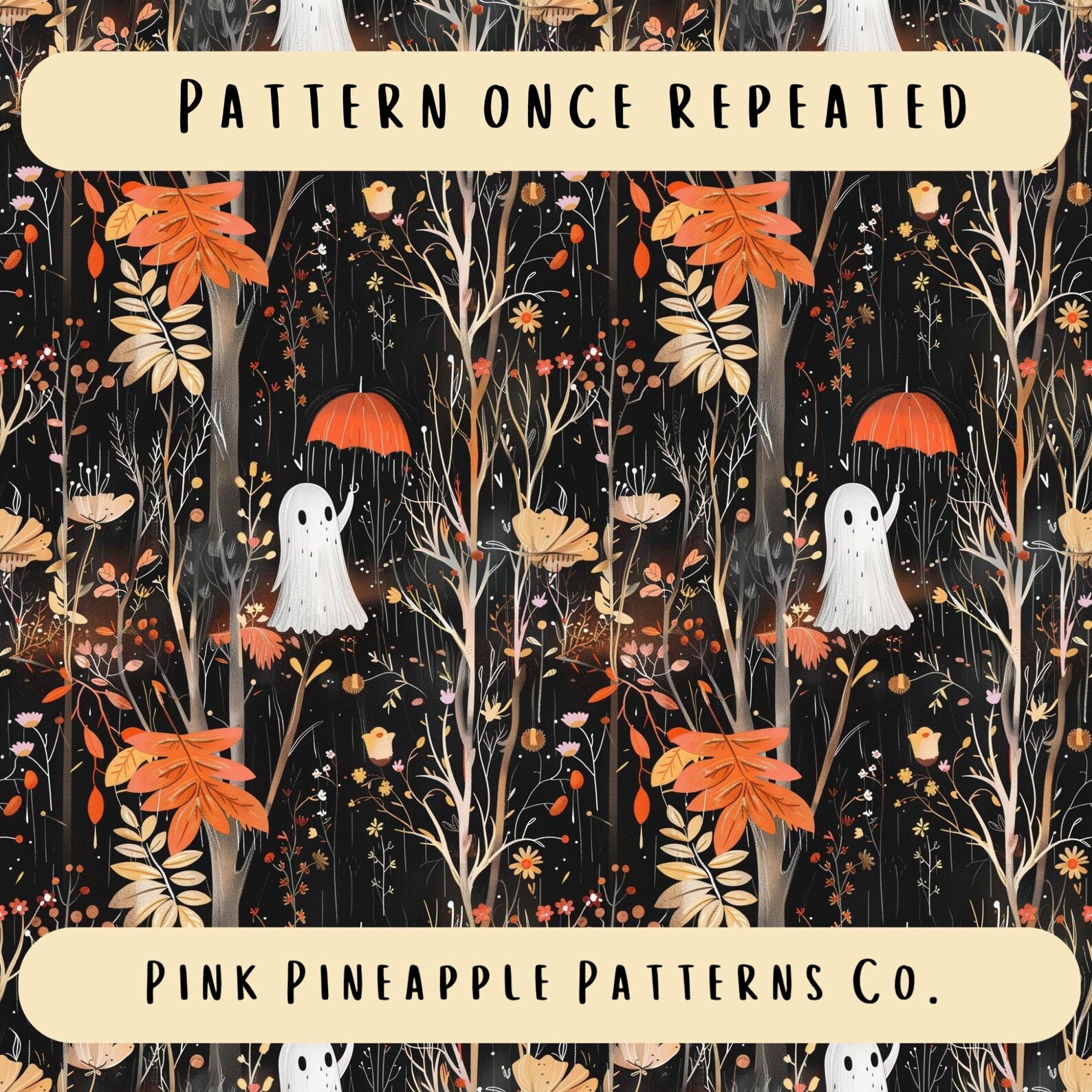 Ghost Floral Seamless Ghost Halloween Spooky Seamless Fall Floral ...