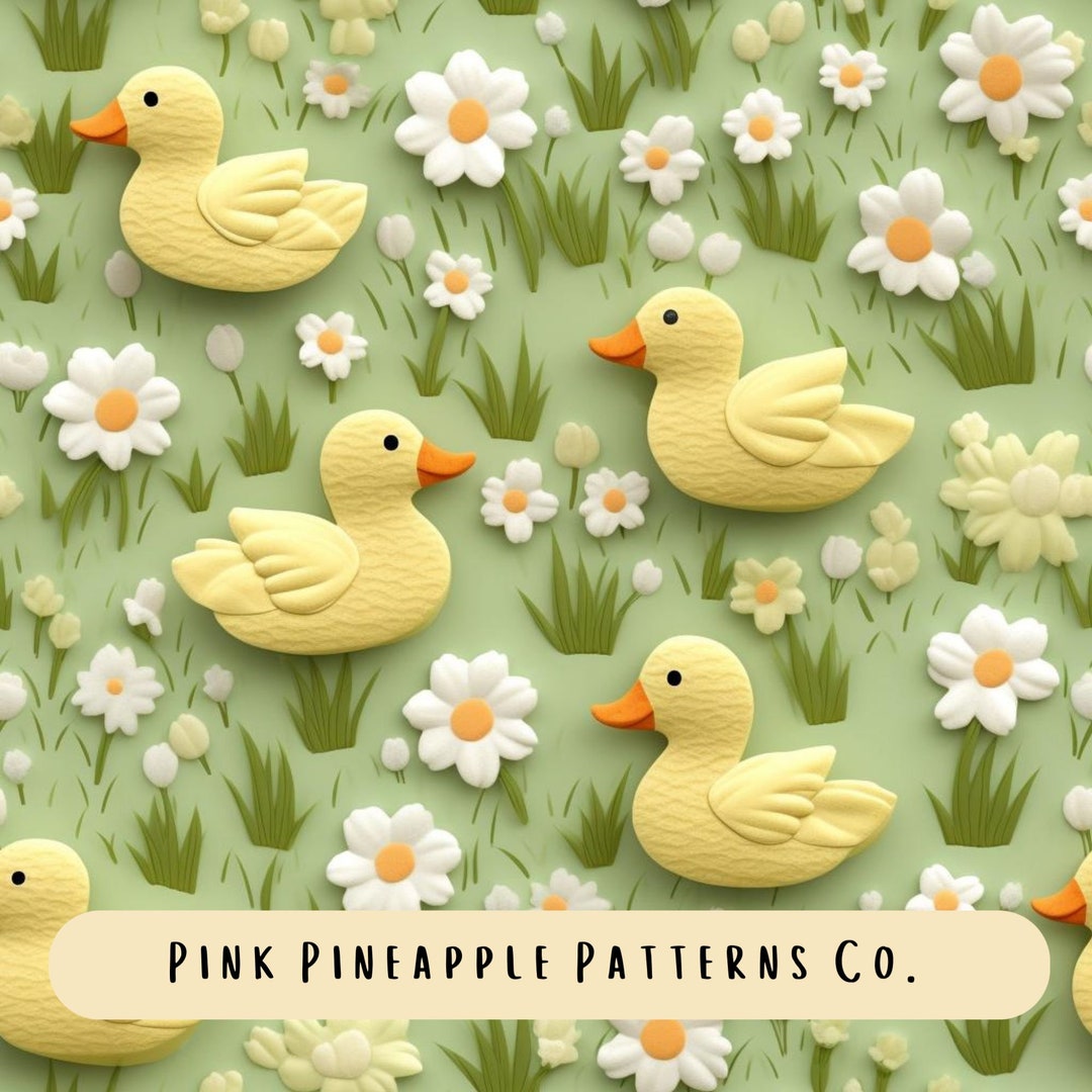 Seamless Spring Duck Pattern, Seamless Ducks, Faux Embroidery Spring ...