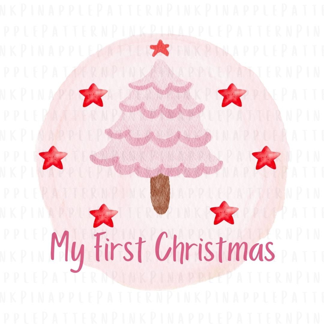 Baby's First Christmas Tree Pink PNG, Christmas Design, Baby PNG, First ...