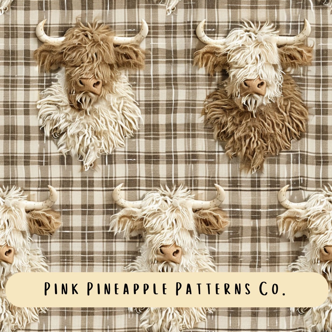 Highland Cow Seamless Pattern, Faux Knit,seamless File, Embroidery ...