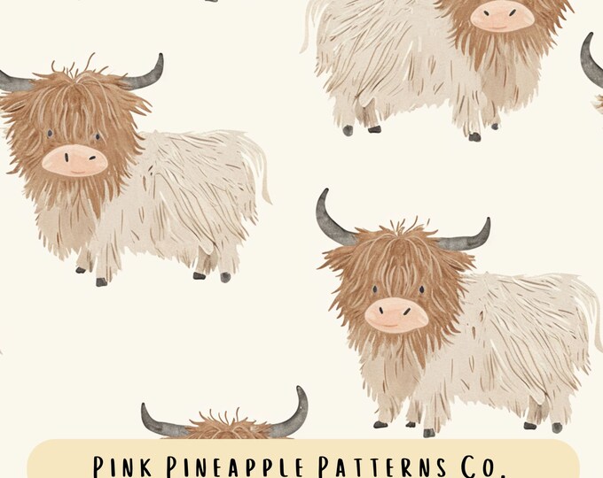 Highland Cow Seamless Pattern, Cute Cow Seamless File, Embroidery ...