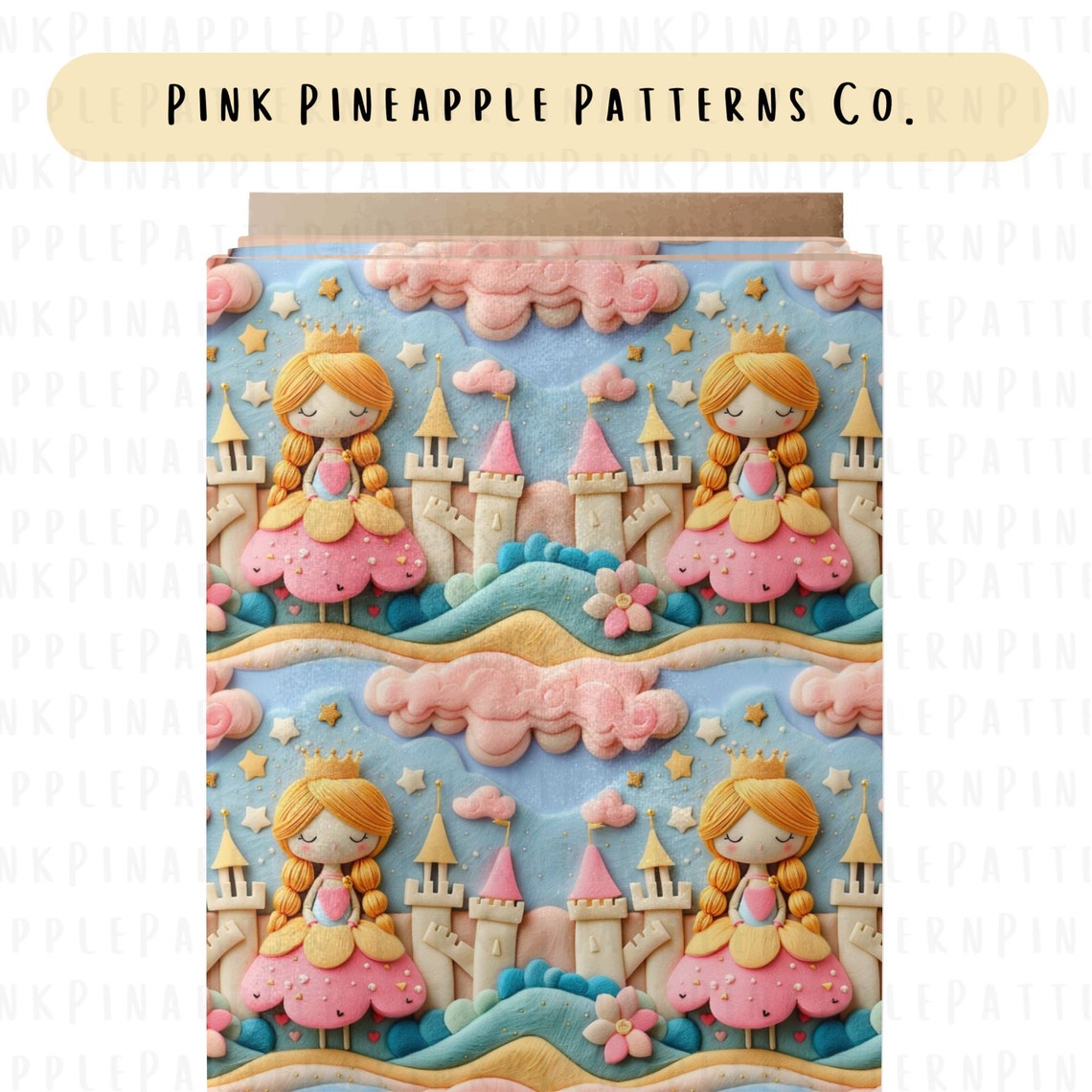 Seamless Princess Pattern, Seamless Princess, Faux Embroidery Seamless ...