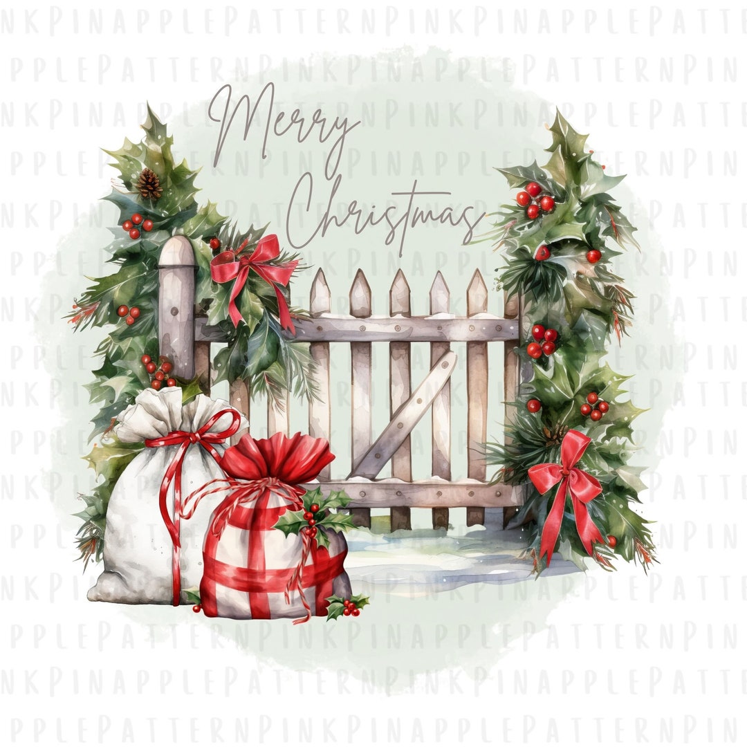Traditional Farm Christmas PNG, Country Christmas Design, Watercolor ...