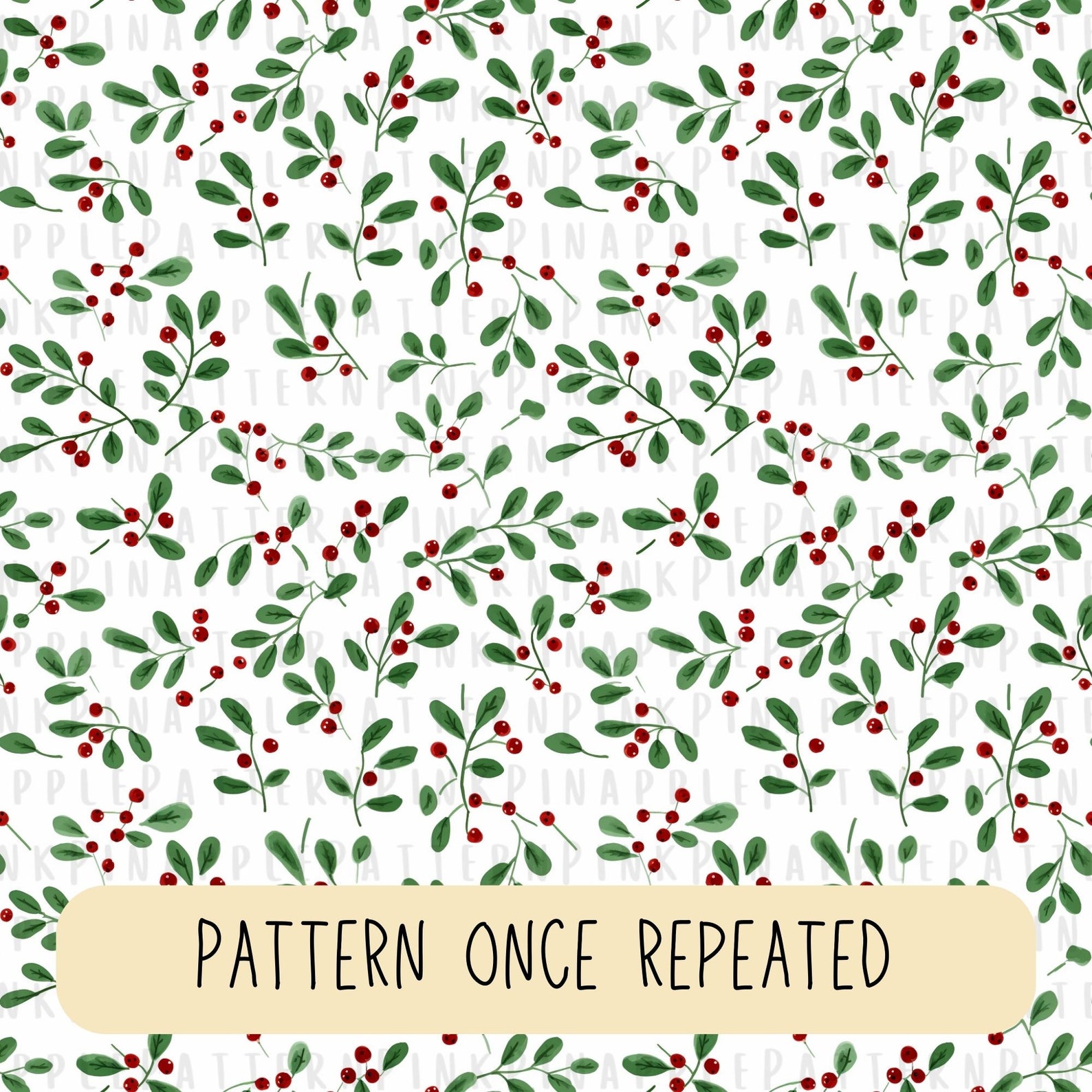Christmas Holly Seamless Pattern, Watercolor Christmas Holly, Abstract ...