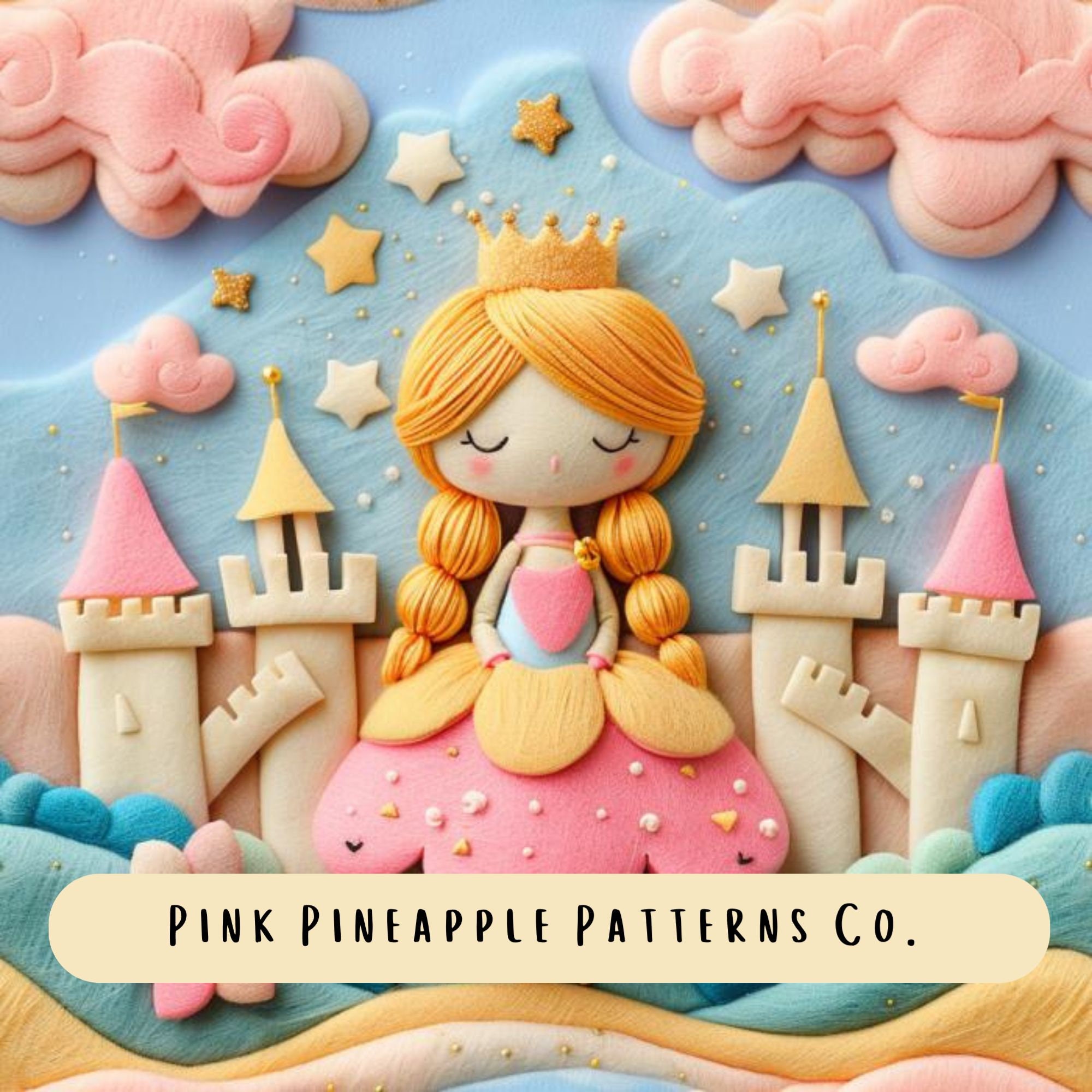 Seamless Princess Pattern, Seamless Princess, Faux Embroidery Seamless ...