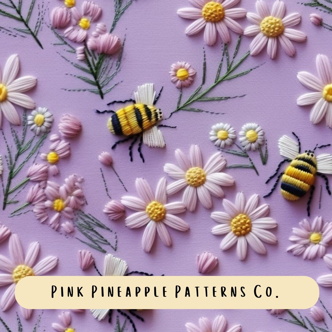 Seamless Bee Pattern, Seamless Floral, Summer Spring Floral,embroidery ...