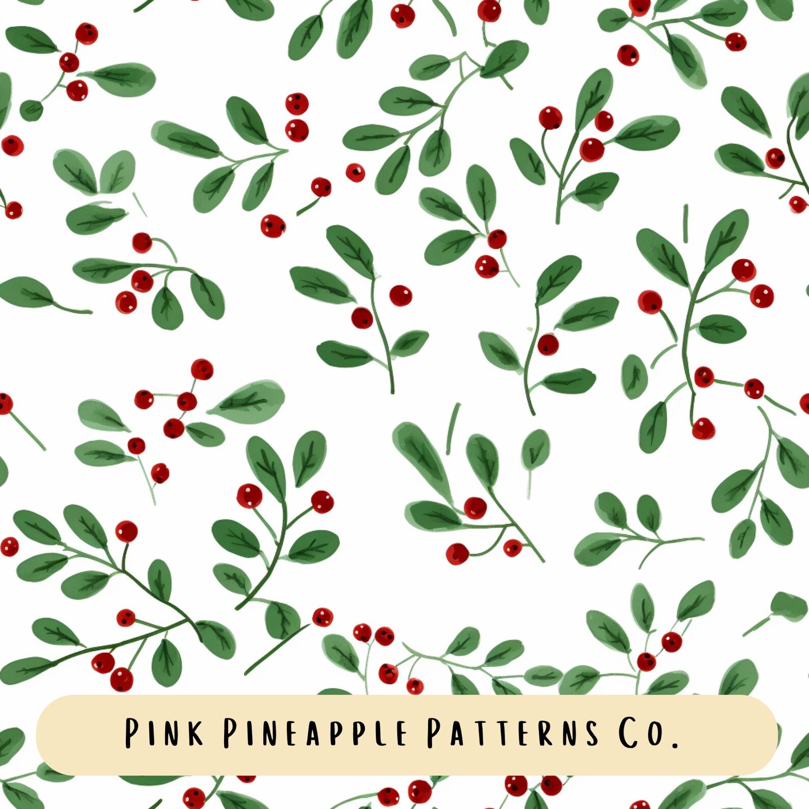 Christmas Holly Seamless Pattern, Watercolor Christmas Holly, Abstract ...
