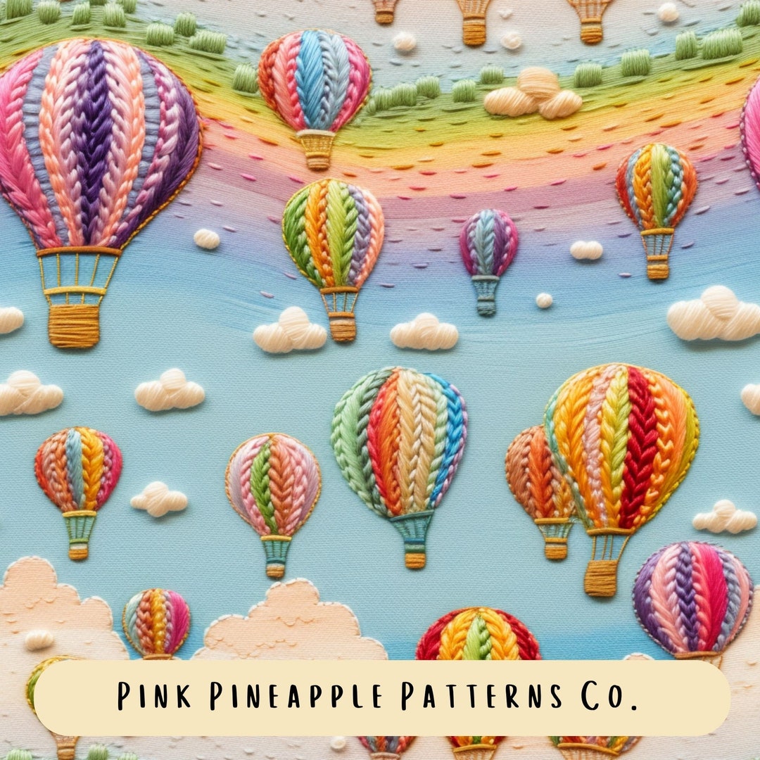 Seamless Hot Air Balloon Pattern, Seamless Rainbow, Rainbow Hot Air ...