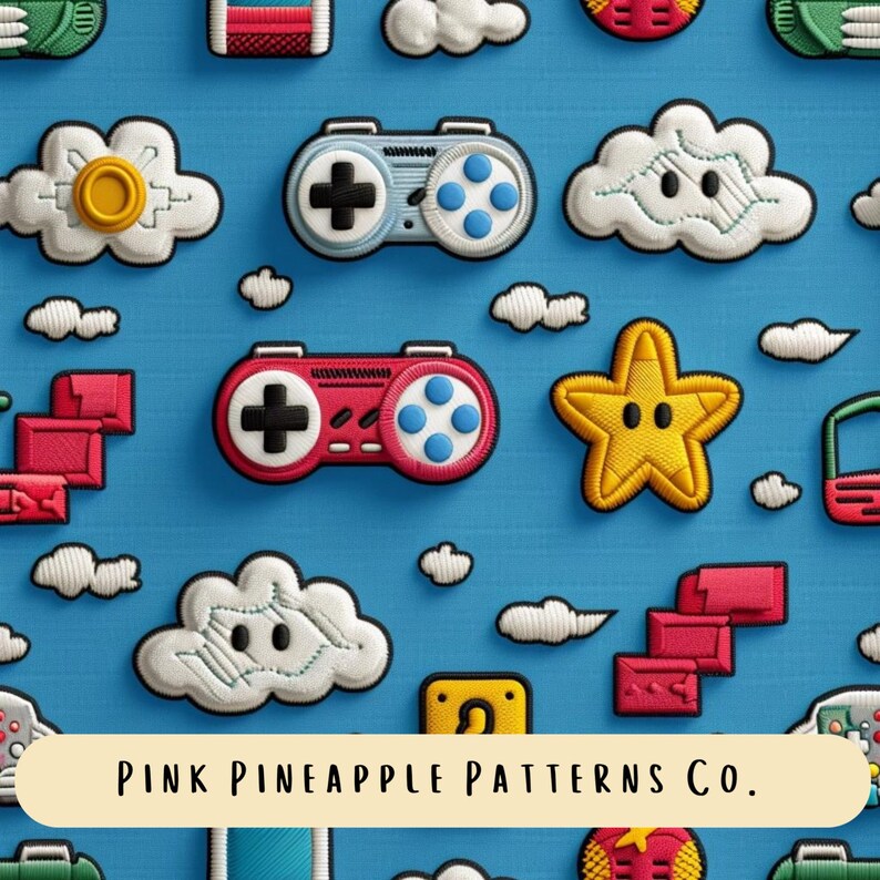 Gaming Seamless Pattern, Mario Seamless, Toadstool Pattern, Games ...