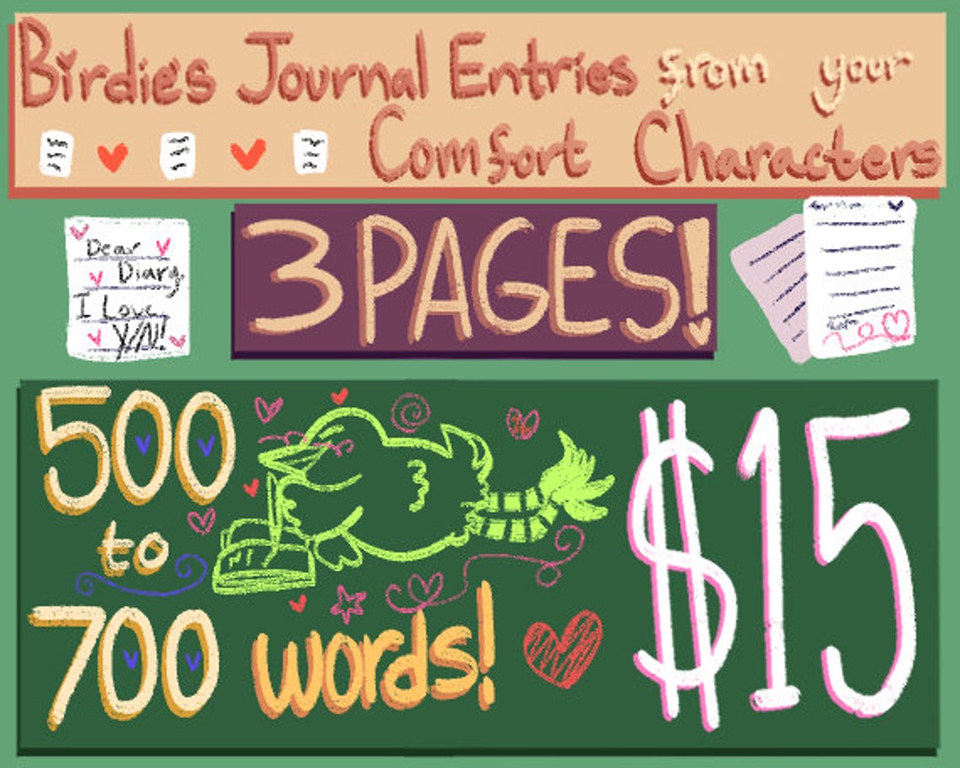 Custom Digital Journal Entry From Your Comfort Character - Etsy