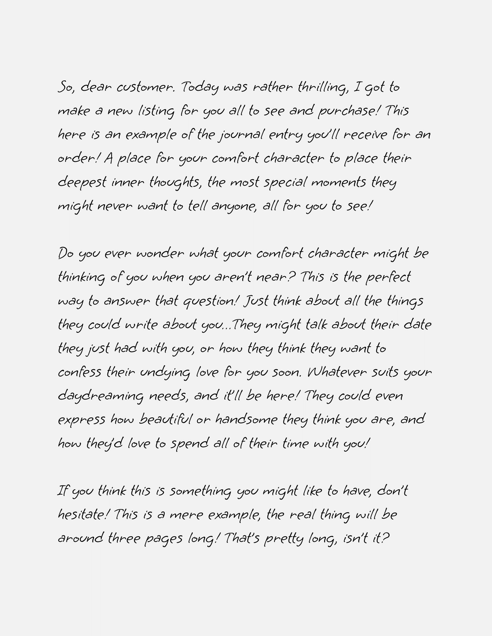 Custom Digital Journal Entry From Your Comfort Character - Etsy