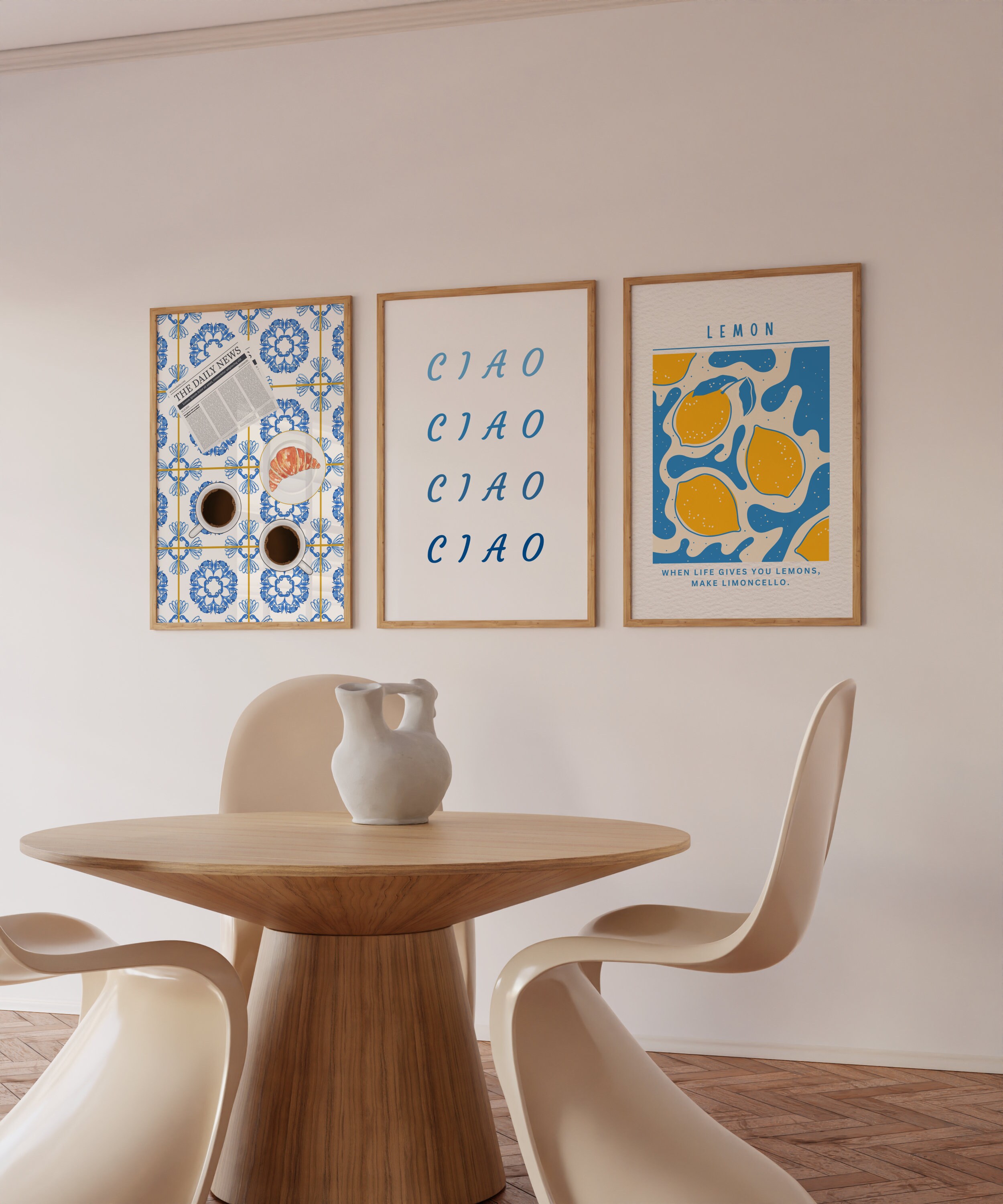 Set of 3 Italian Summer Digital Wall Art, Ciao Wall Art, Italian Lemon ...