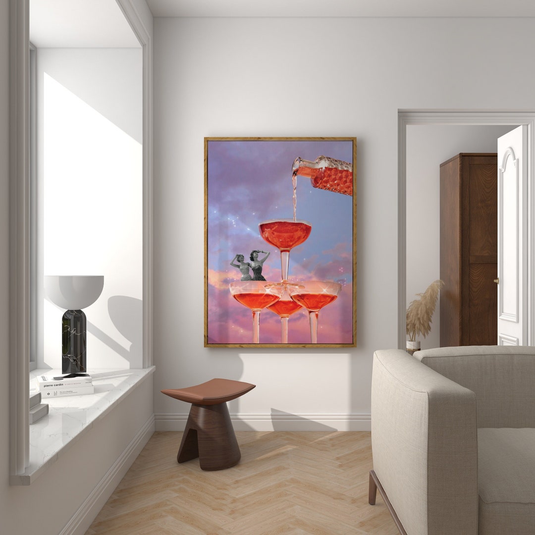 Retro Space Cocktail Collage Digital Wall Art, Bar Cart Printable ...