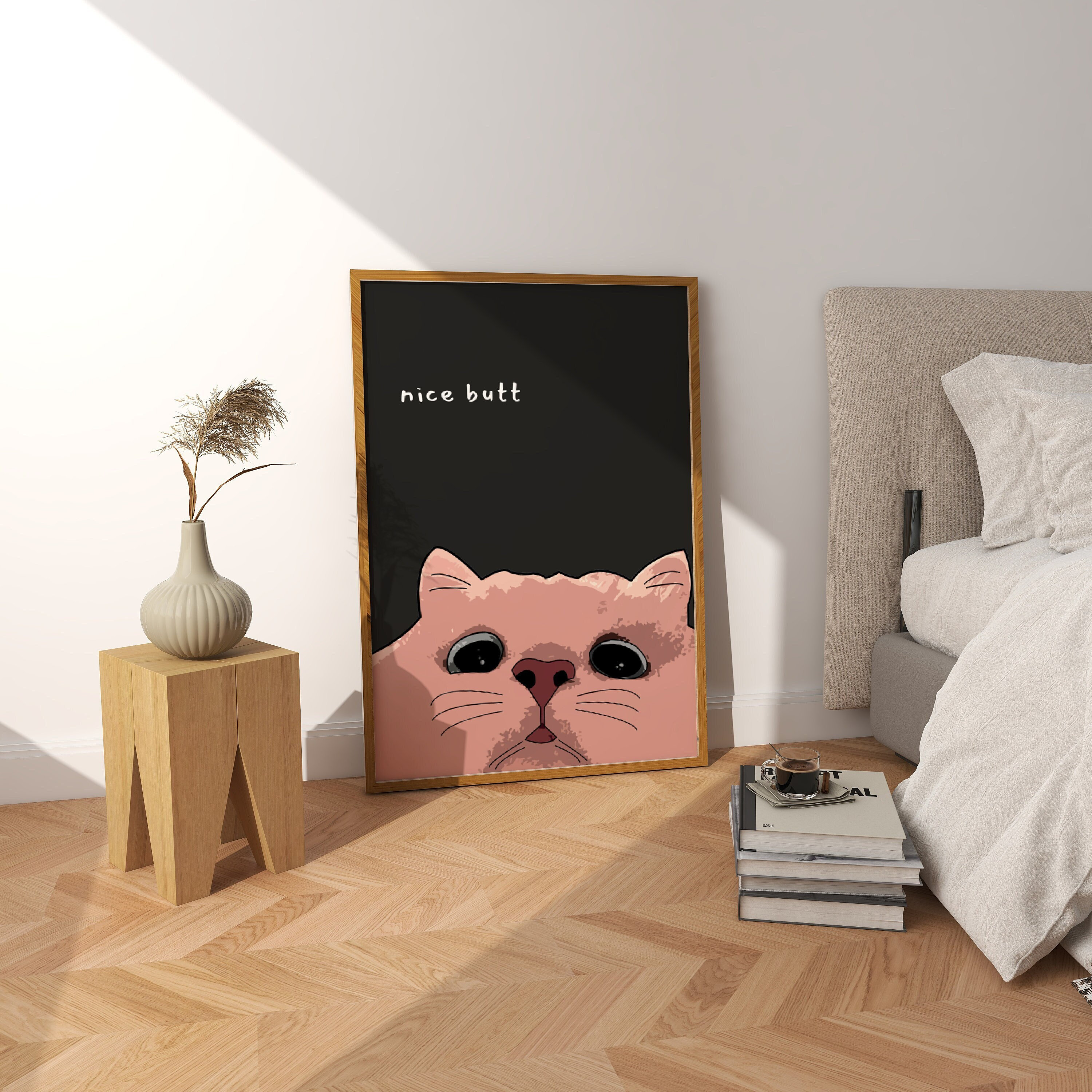 Funny Bathroom Digital Wall Art Nice Butt Print Funny Cat - Etsy