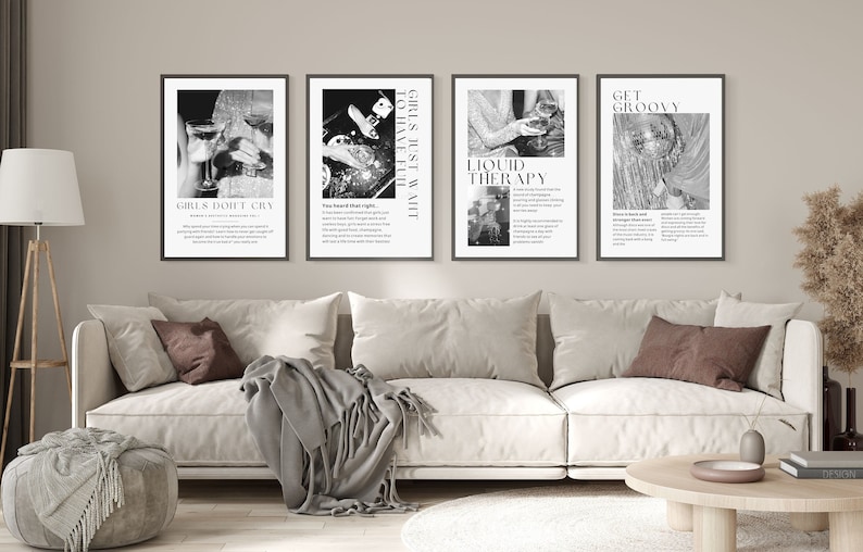 4 Magazine Cover Aesthetic Wall Prints Champagne Wall Prints - Etsy