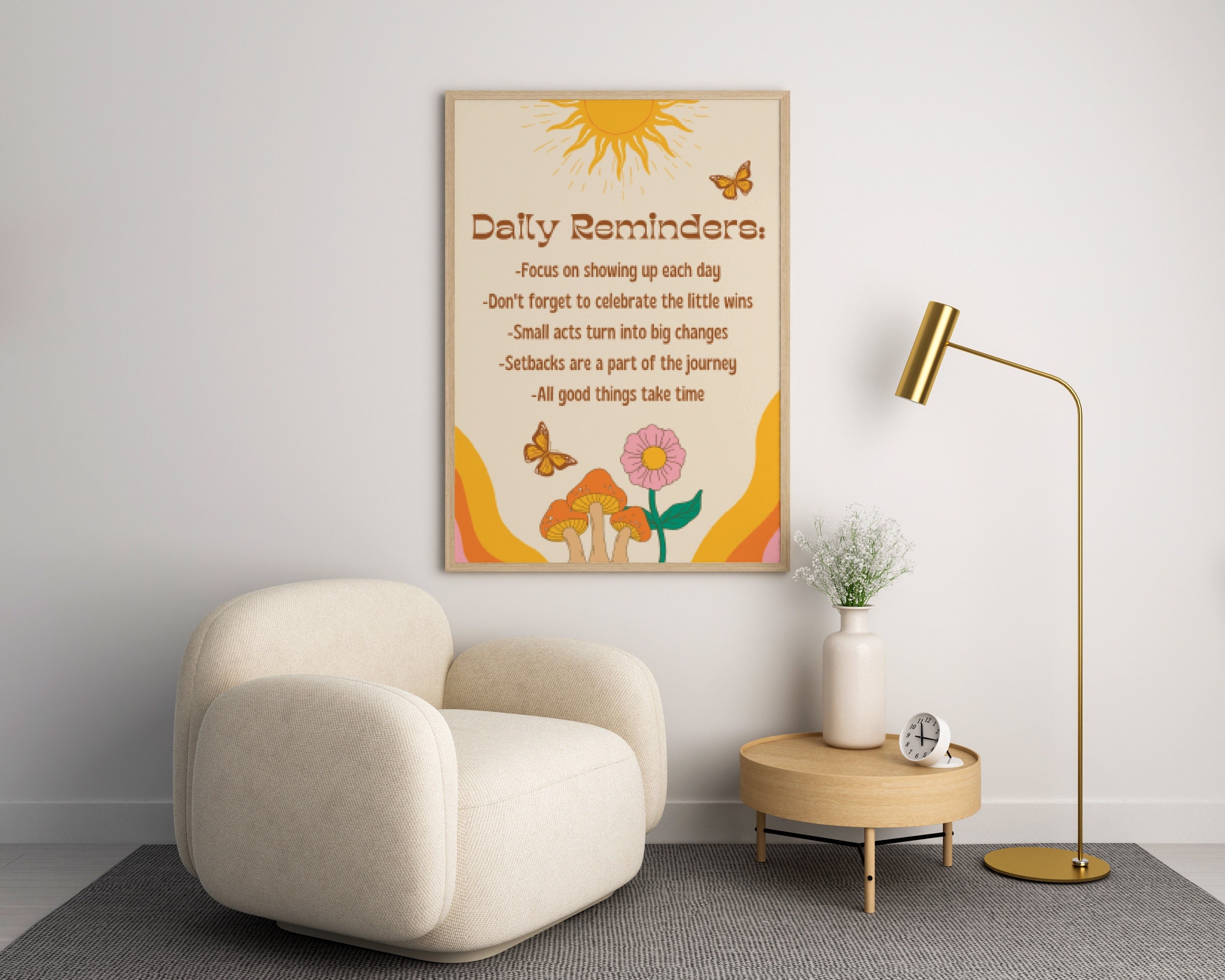 Daily Reminders Digital Wall Art, Positive Affirmations Poster, 70's ...