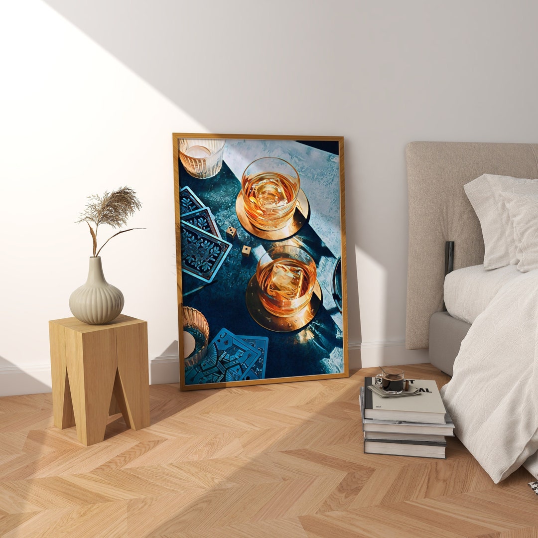 Playing Cards Digital Wall Art, Whiskey Printable Poster, Poker Night ...