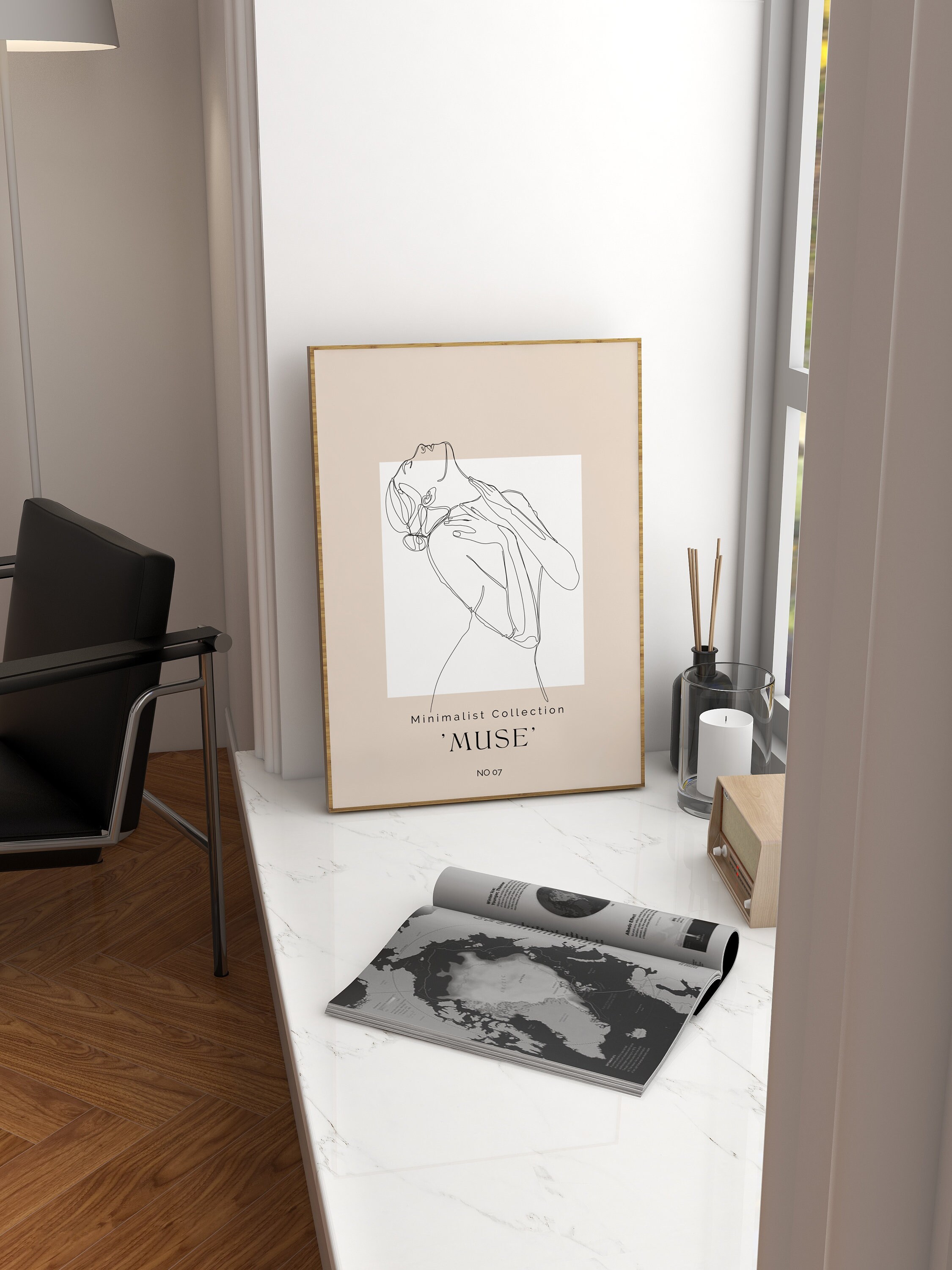 Muse Female Digital Line Art, Woman Line Drawing Printable Poster ...