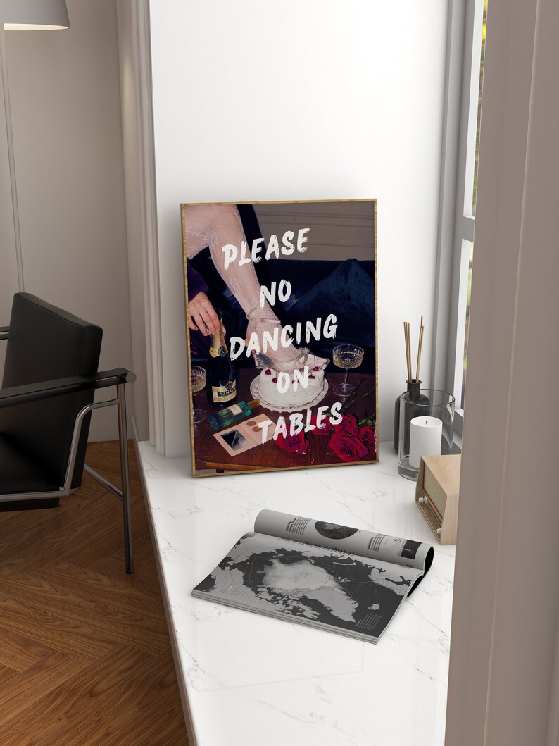 Please No Dancing on Tables Digital Wall Art, Trendy Poster, Bar Cart ...