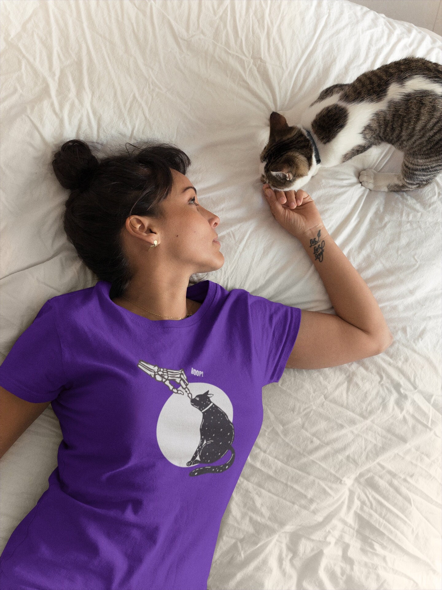 Skeleton Hand Booping Halloween Cat's Nose, Witchy Shirt, Halloween ...