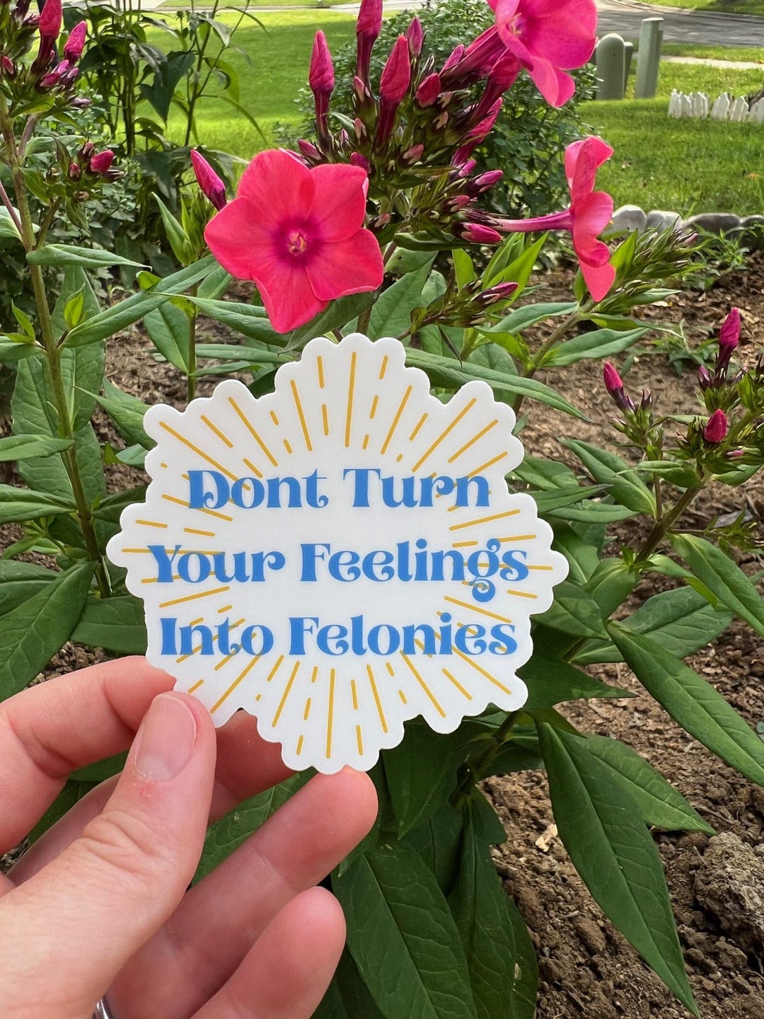 Dont Turn Your Feelings Into Felonies Die Cut Sticker | Funny ...
