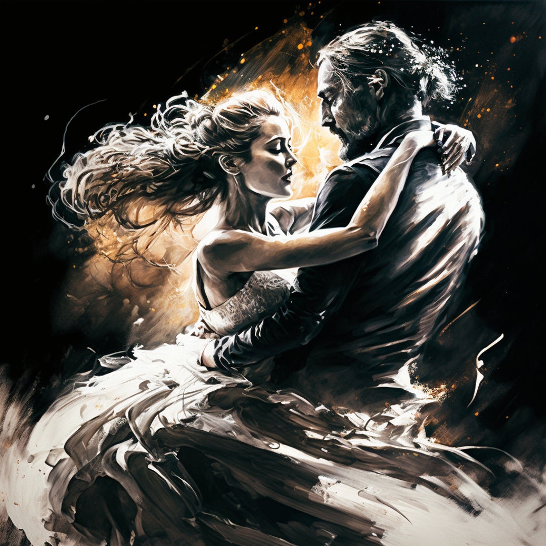 Black and White Dancers Painting - Ballroom Dance Art - Dance Art - Etsy