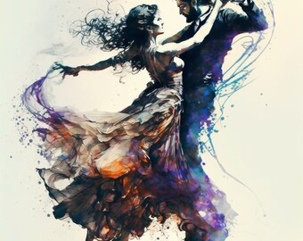 Ballroom Dance Art - Colorful Dance Art - Ink Splatter Art - Abstract ...