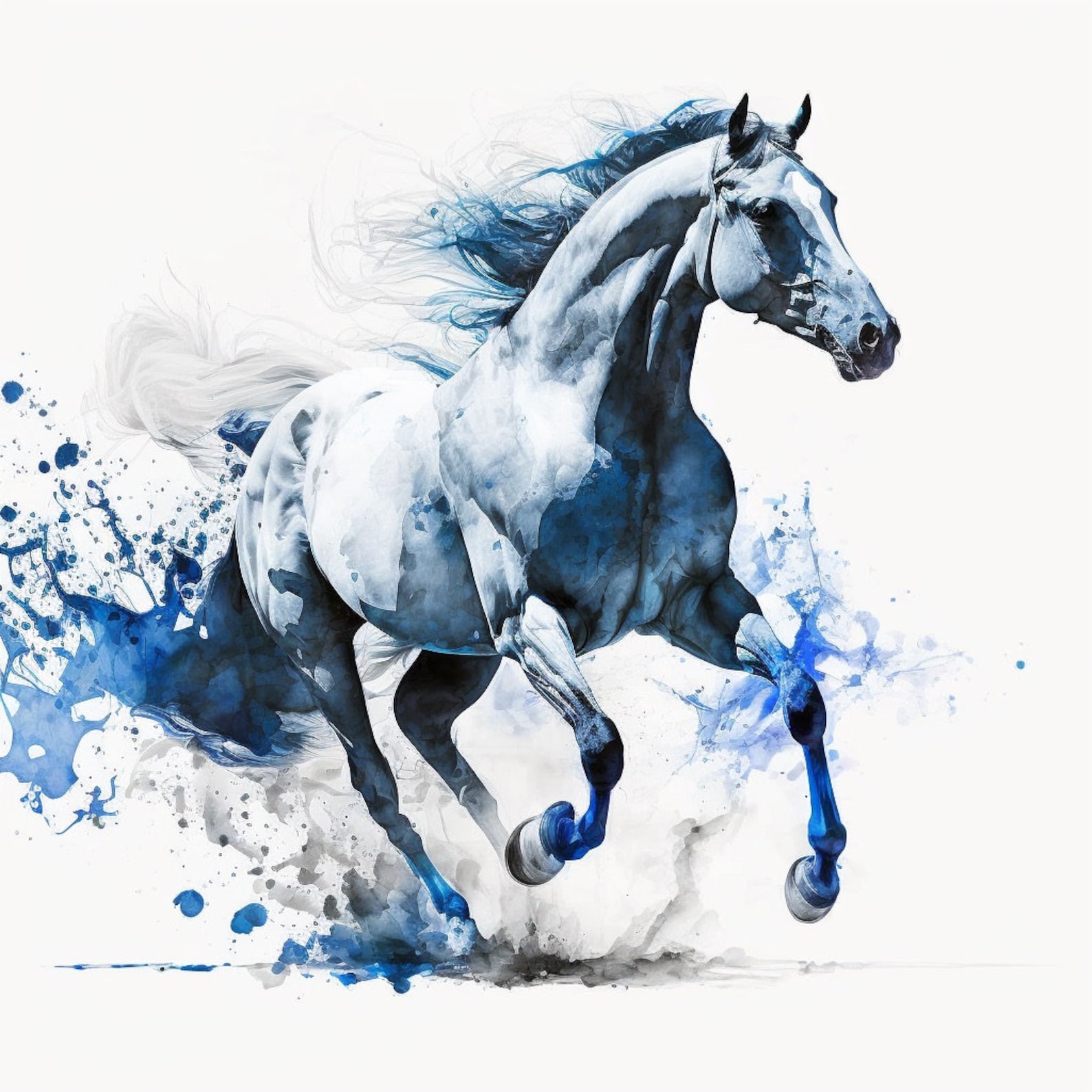 Horse Painting Horse Art Dramatic Horse Painting Ink Splatter Horse ...