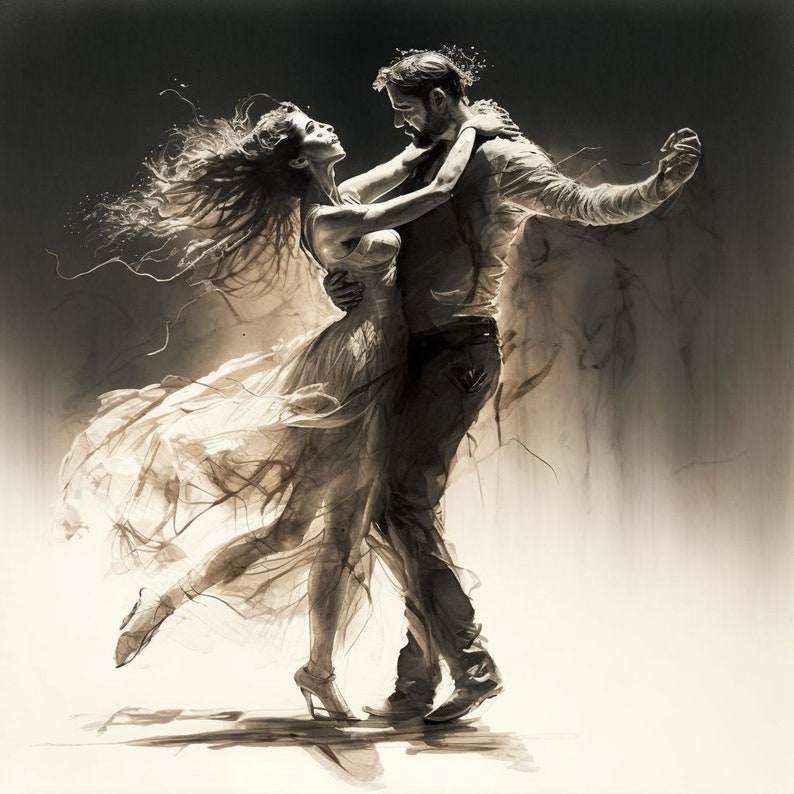 Black and White Dance Painting Ballroom Dance Art Dance Art Print - Etsy
