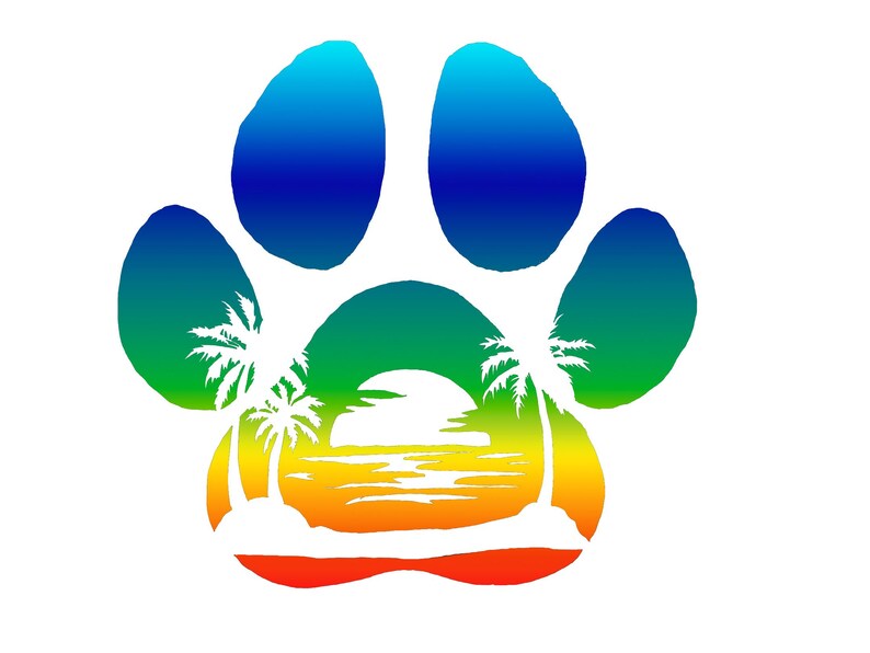 Beach Paw Print Vinyl Decal | Dog Sticker With Beach Scene - Etsy
