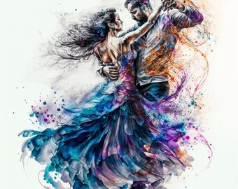 Ballroom Dance Art - Colorful Dance Art - Ink Splatter Art - Abstract ...