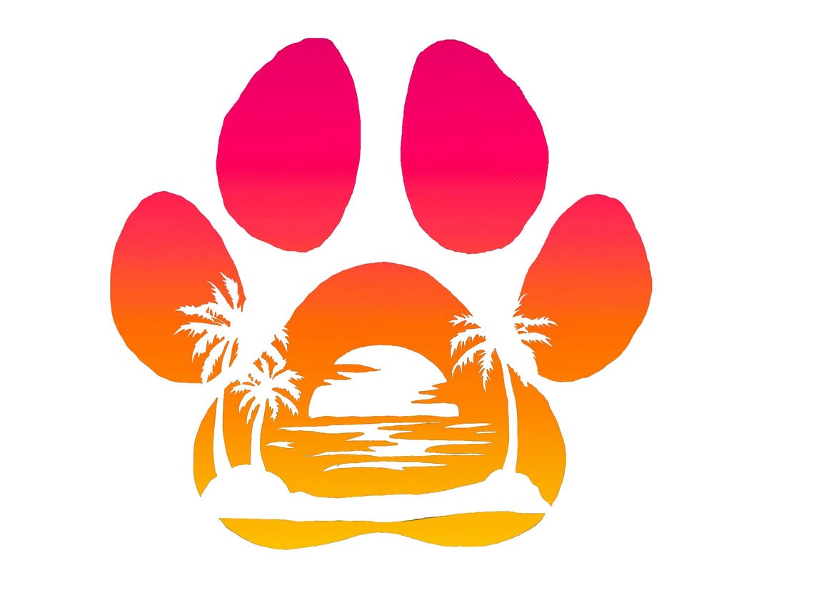 Beach Paw Print Vinyl Decal | Dog Sticker With Beach Scene - Etsy