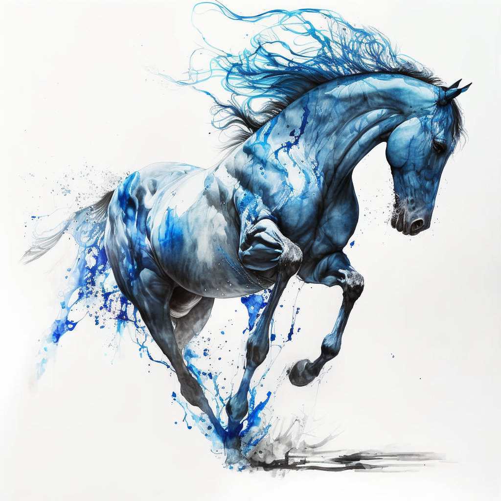 Horse Painting - Horse Art - Dramatic Horse Painting - Ink Splatter ...