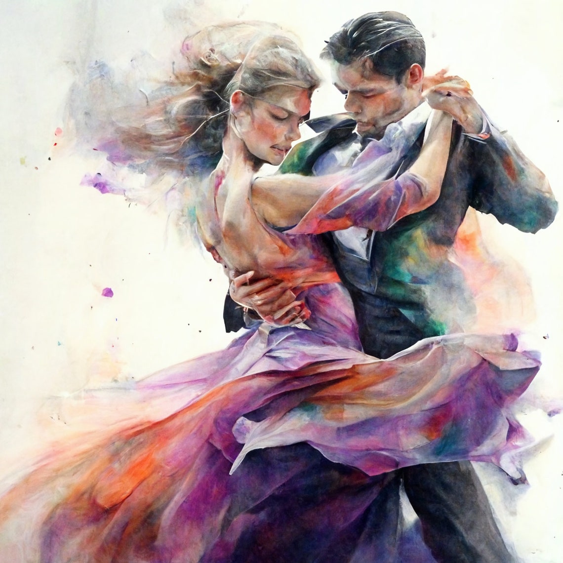 Ballroom Dance Art - Colorful Dance Art - Ink Splatter Art - Abstract ...