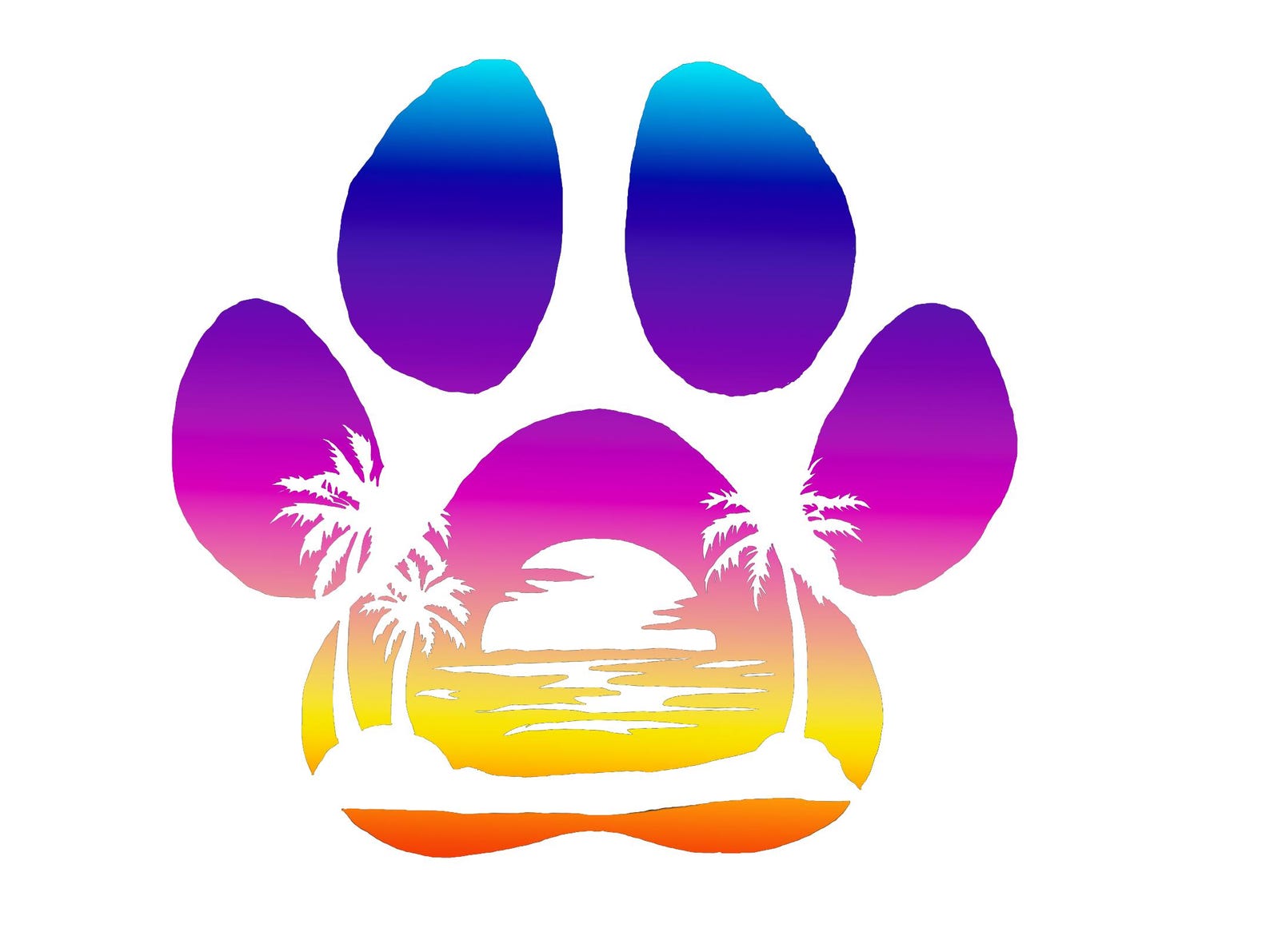Beach Paw Print Vinyl Decal | Dog Sticker With Beach Scene - Etsy