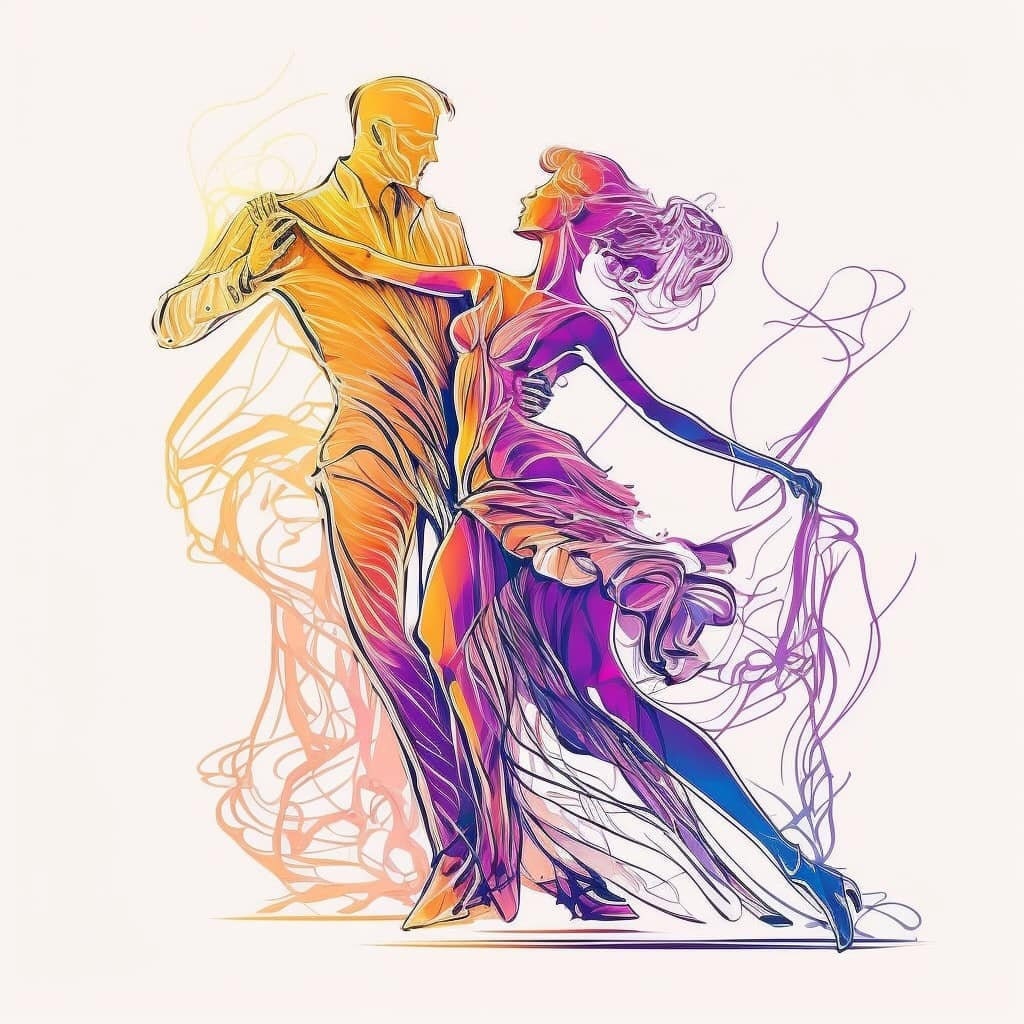 Ink Splatter Painting Colorful Ballroom Dancers Ballroom Dance Art ...