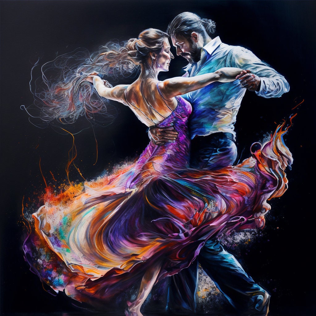 Ink Splatter Painting Colorful Ballroom Dancers Ballroom Dance Art ...