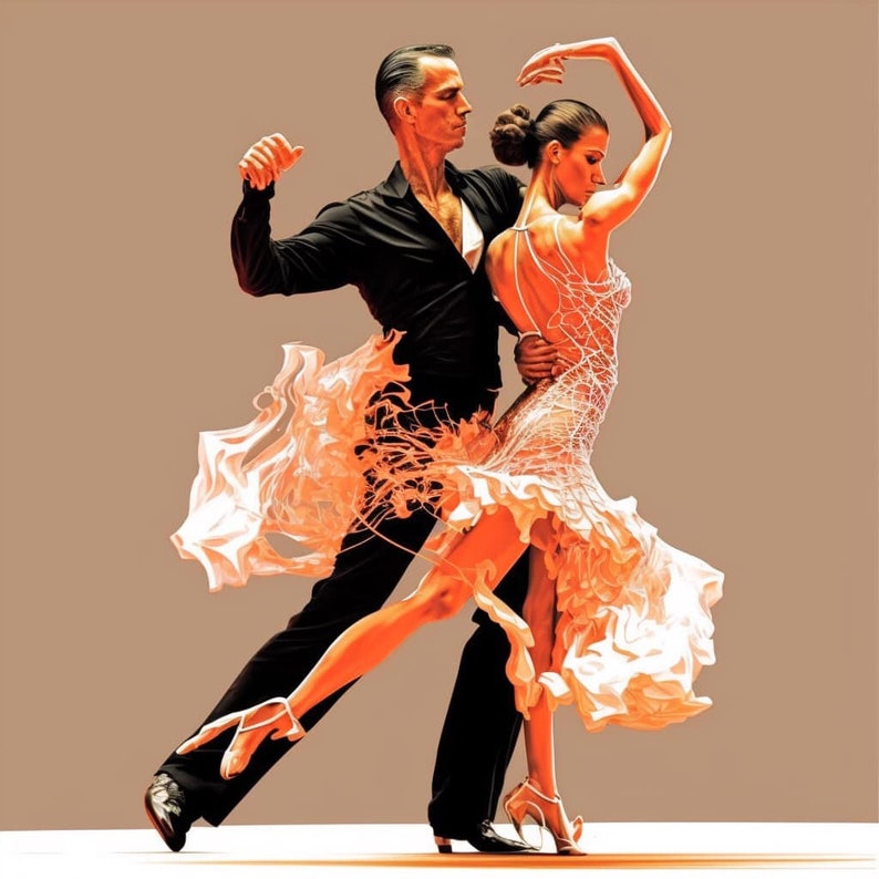 Ink Splatter Painting Colorful Ballroom Dancers Ballroom Dance Art ...