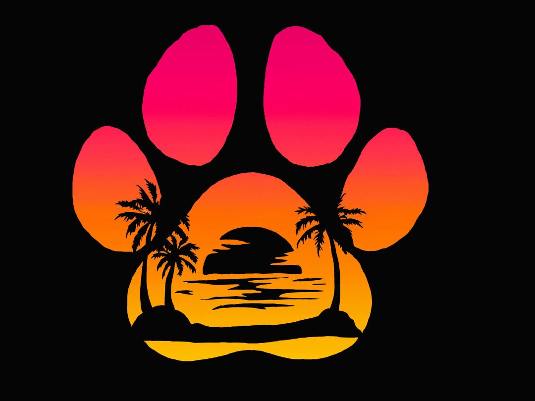 Beach Paw Print Vinyl Decal | Dog Sticker With Beach Scene - Etsy