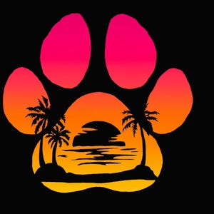 Beach Paw Print Vinyl Decal | Dog Sticker With Beach Scene - Etsy