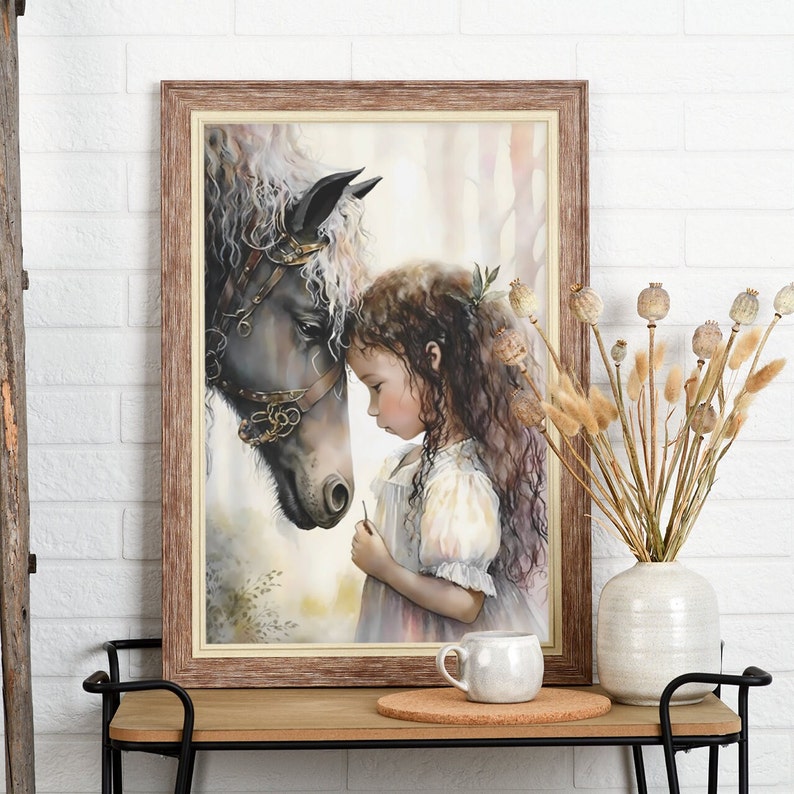 Little Girl and Her Horse Print / Summer Art Print / Friendship Print ...