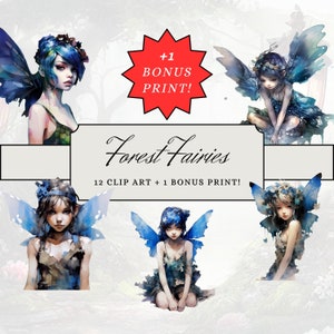 12 Fairy Clip Art / Junk Journal / Fairy Tale Art / Fantasy Art / Cute ...