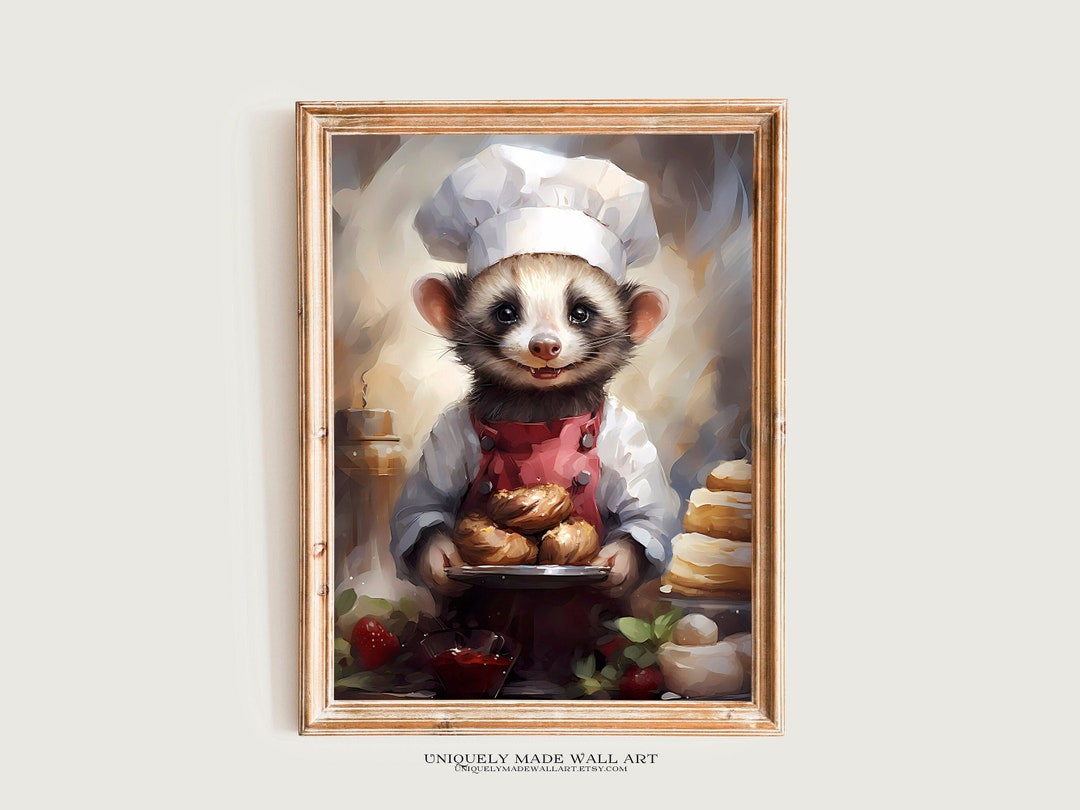 Top Ferret Chef Digital Print / Magical Watercolor Artwork / Personal ...
