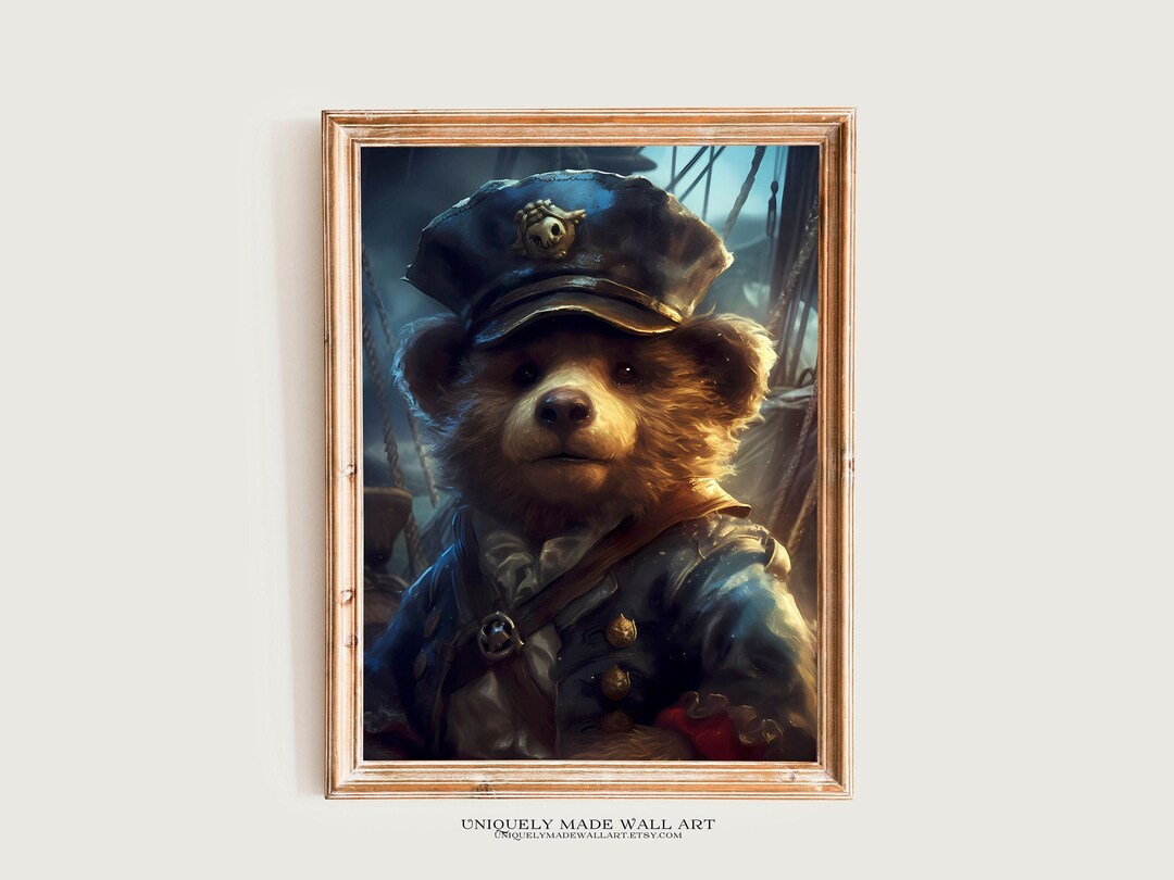 Teddy Bear Pirate Captain Art Print / Digital Art Print Cute Bear ...
