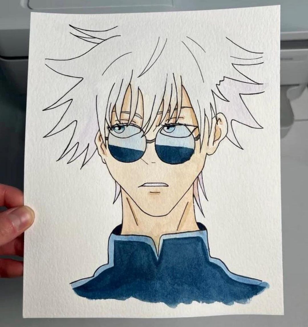 Sataru Gojo Jjk Watercolor Painting Anime - Etsy