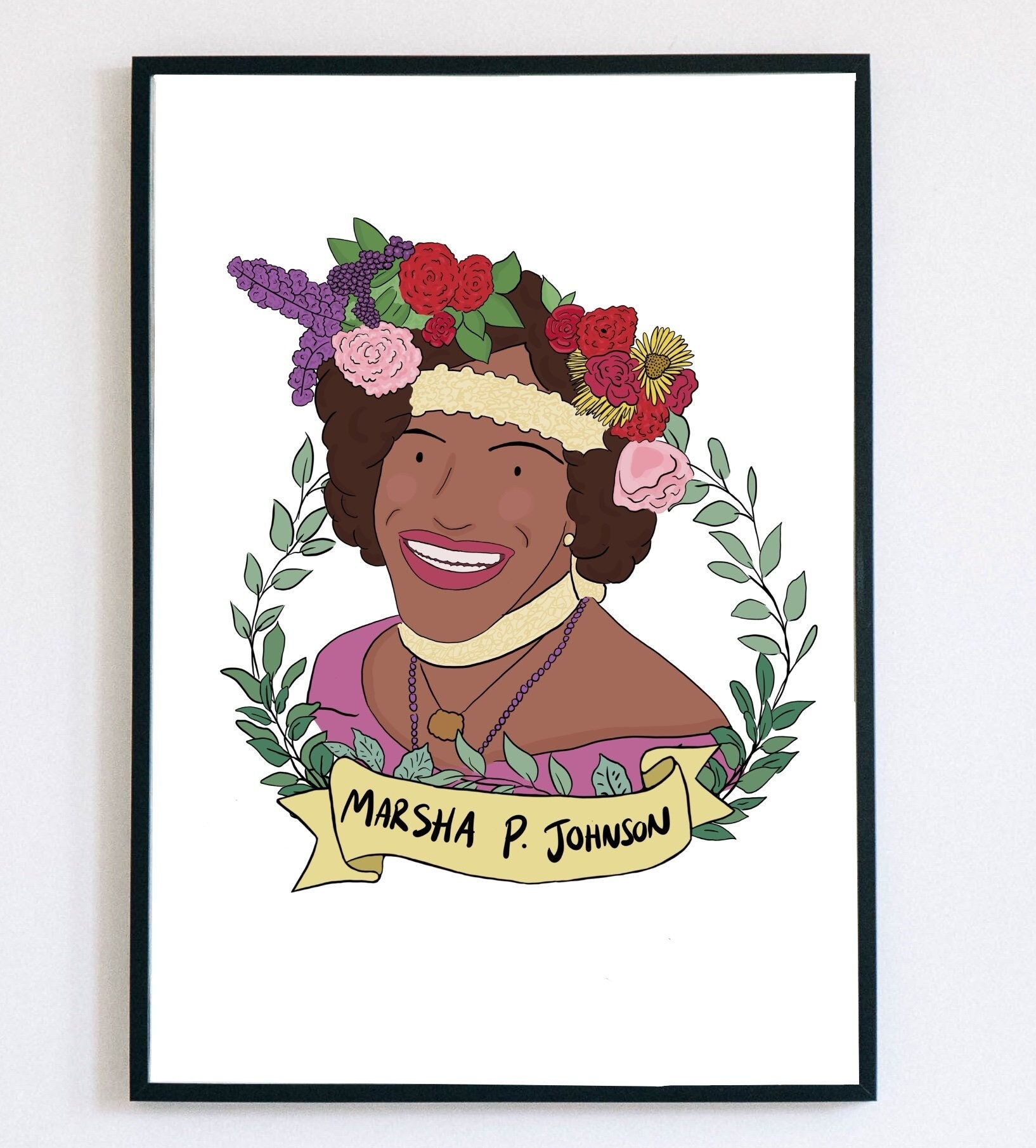 Marsha P. Johnson LGBTQ Trans Activist Illustration A4 Art Print - Etsy