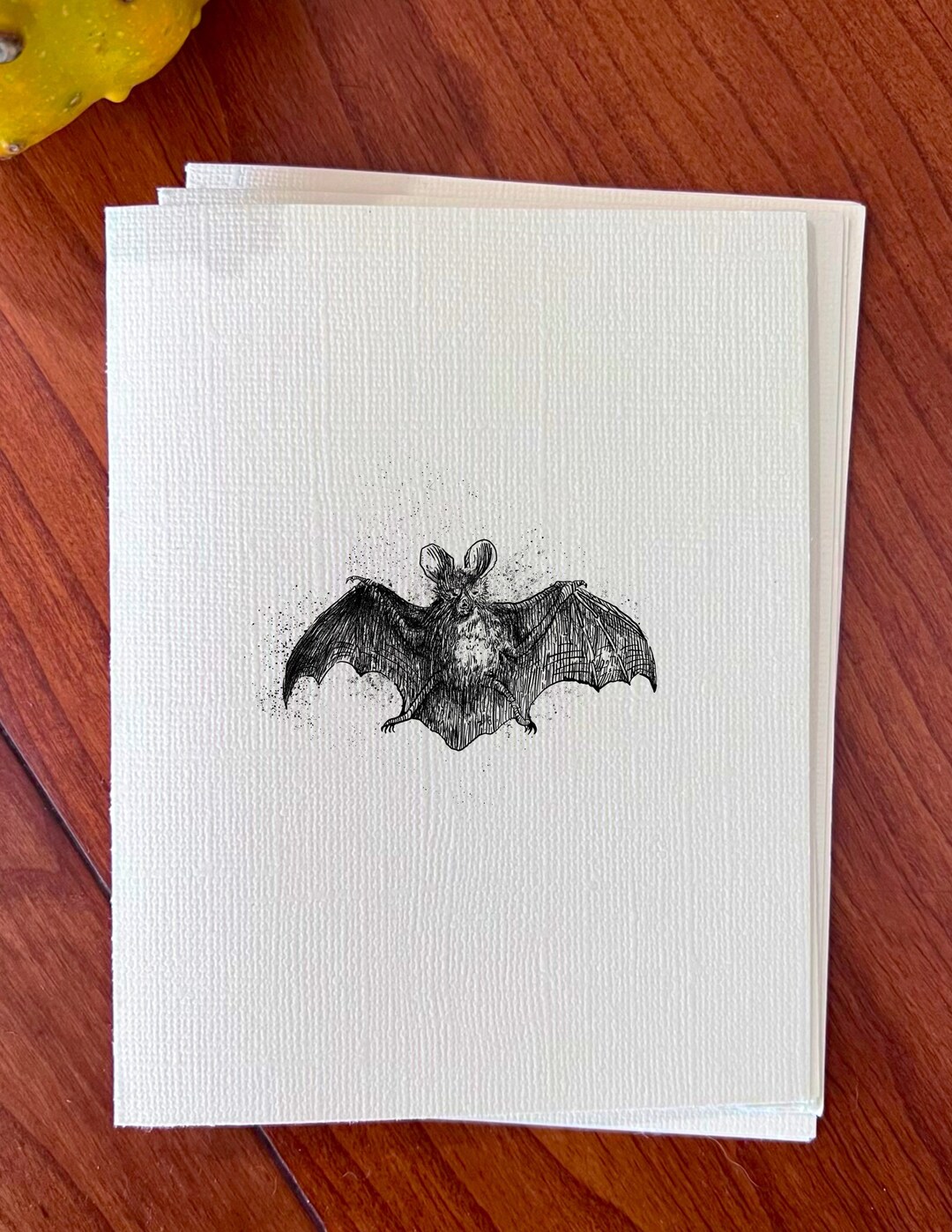 Set of 5 Bat Illustration Greeting Cards Black & White Vintage Animal ...