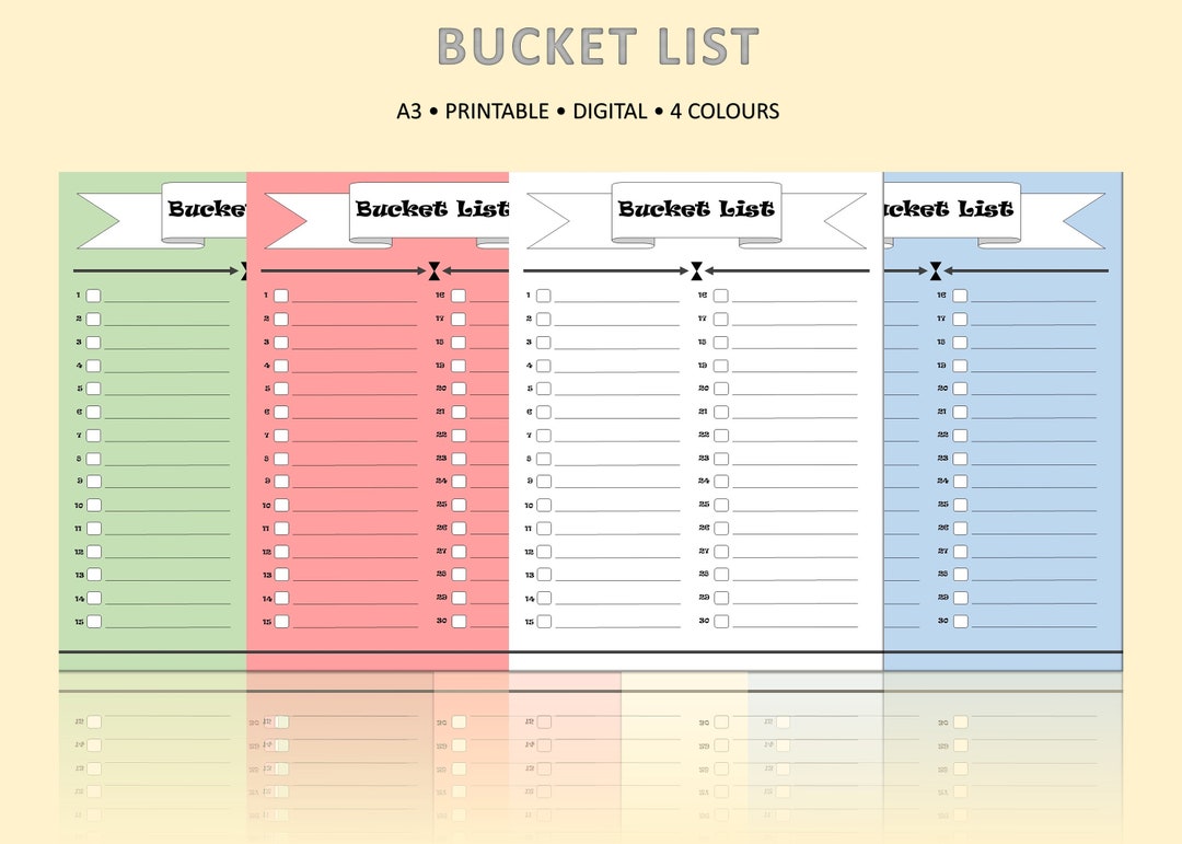 Printable Bucket Lust Check List Life Goals Planer Journal - Etsy Australia